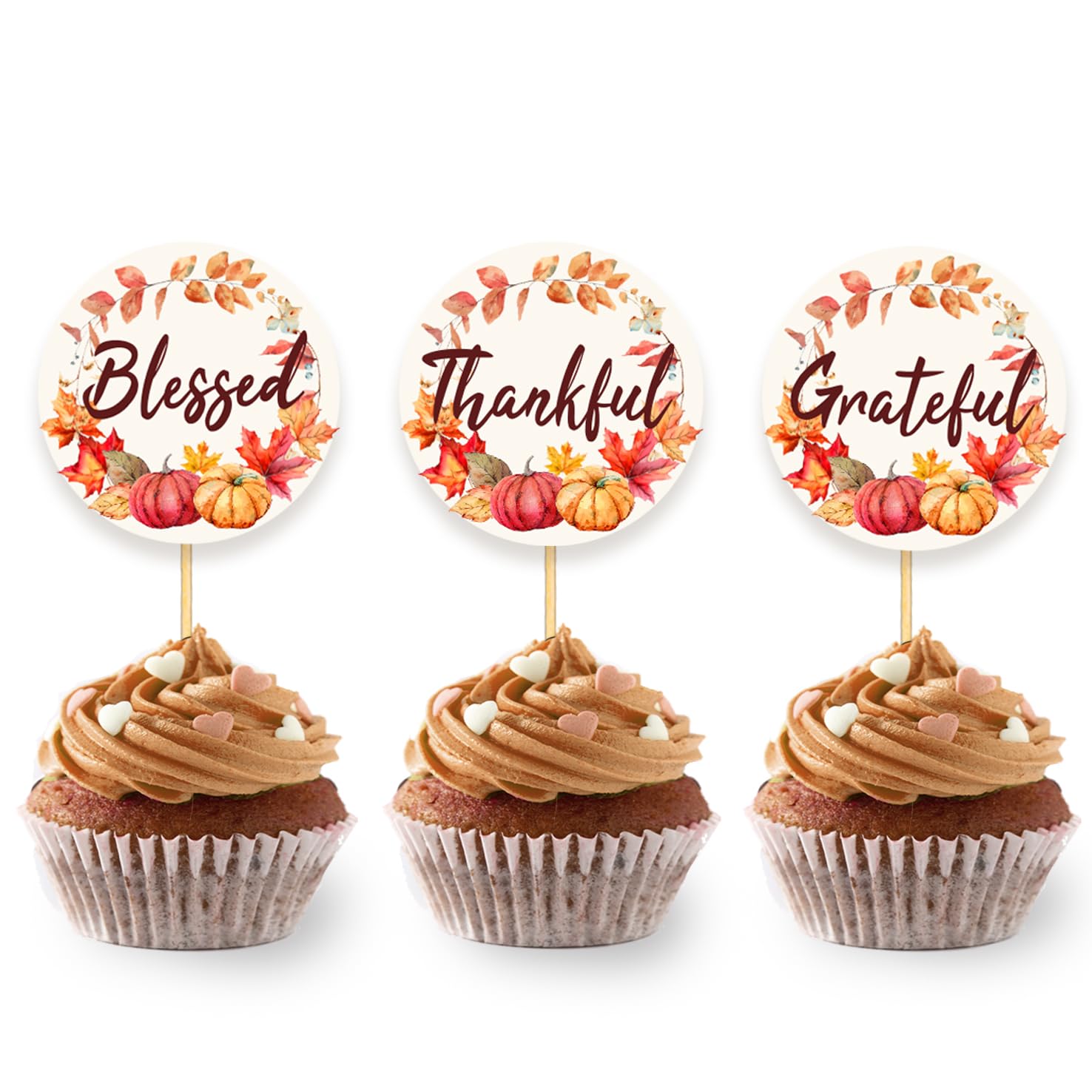 Amazon.com: 24 Pcs Fall Cupcake Toppers for Thanksgiving Day ...