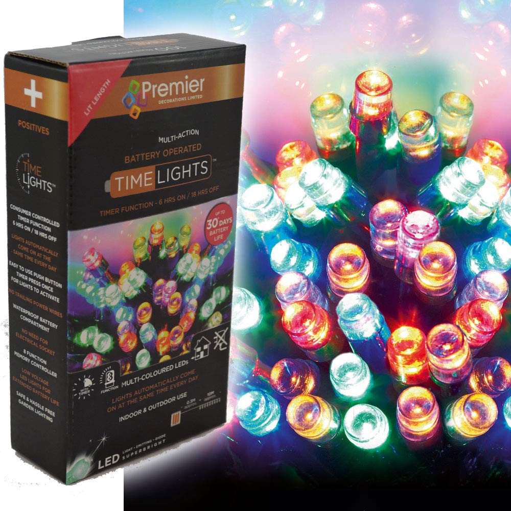 24 Multi Coloured Multi Action Battery Operated LED with Timer : Amazon ...