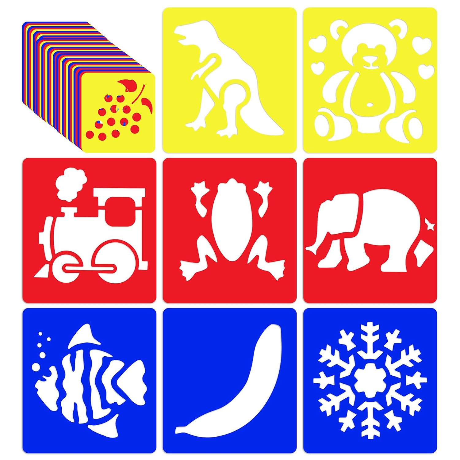 LanMa Drawing Stencils for Kids, 48 Pieces Plastic Drawing Painting ...