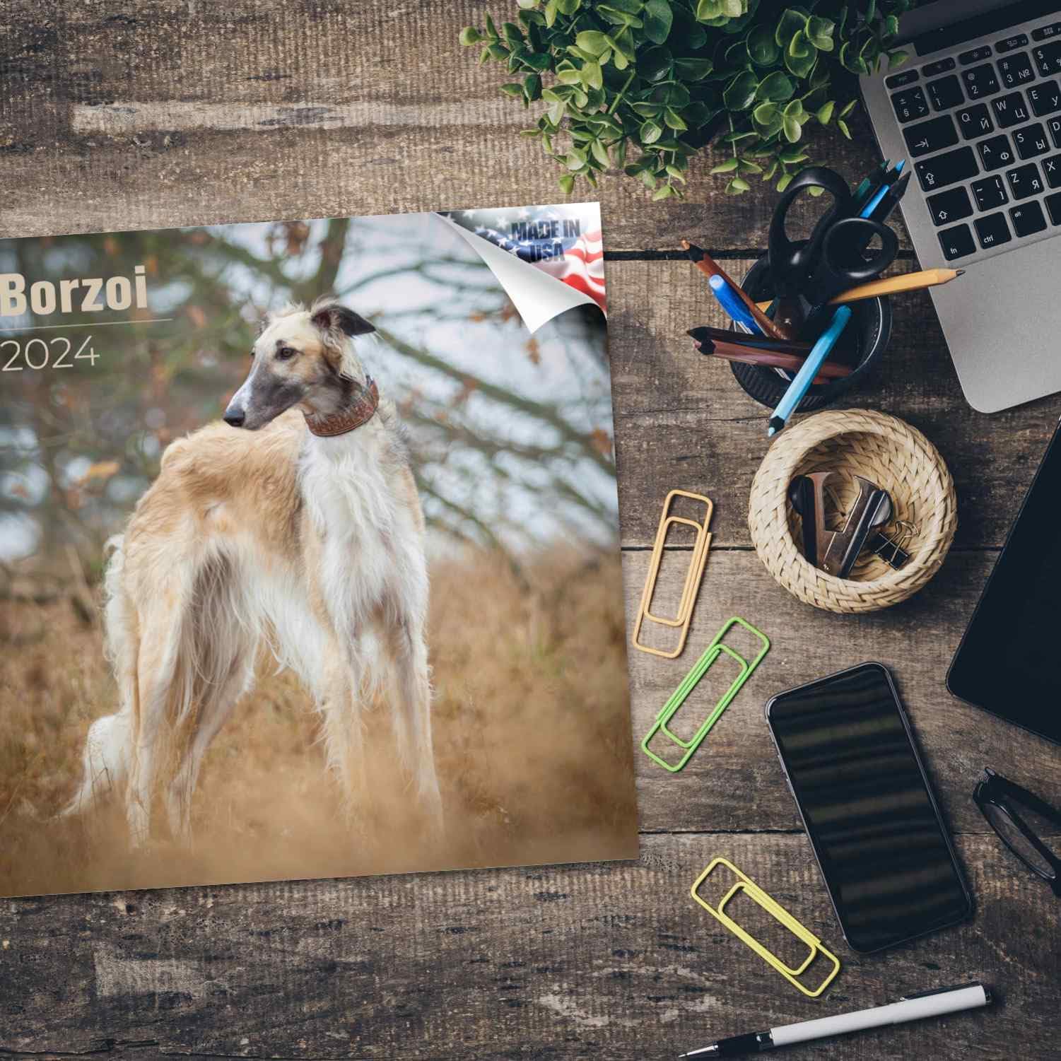 Snapklik.com : 2023 2024 Borzoi Calendar - Dog Breed Monthly Wall Calendar - 12 X 24 Open ...