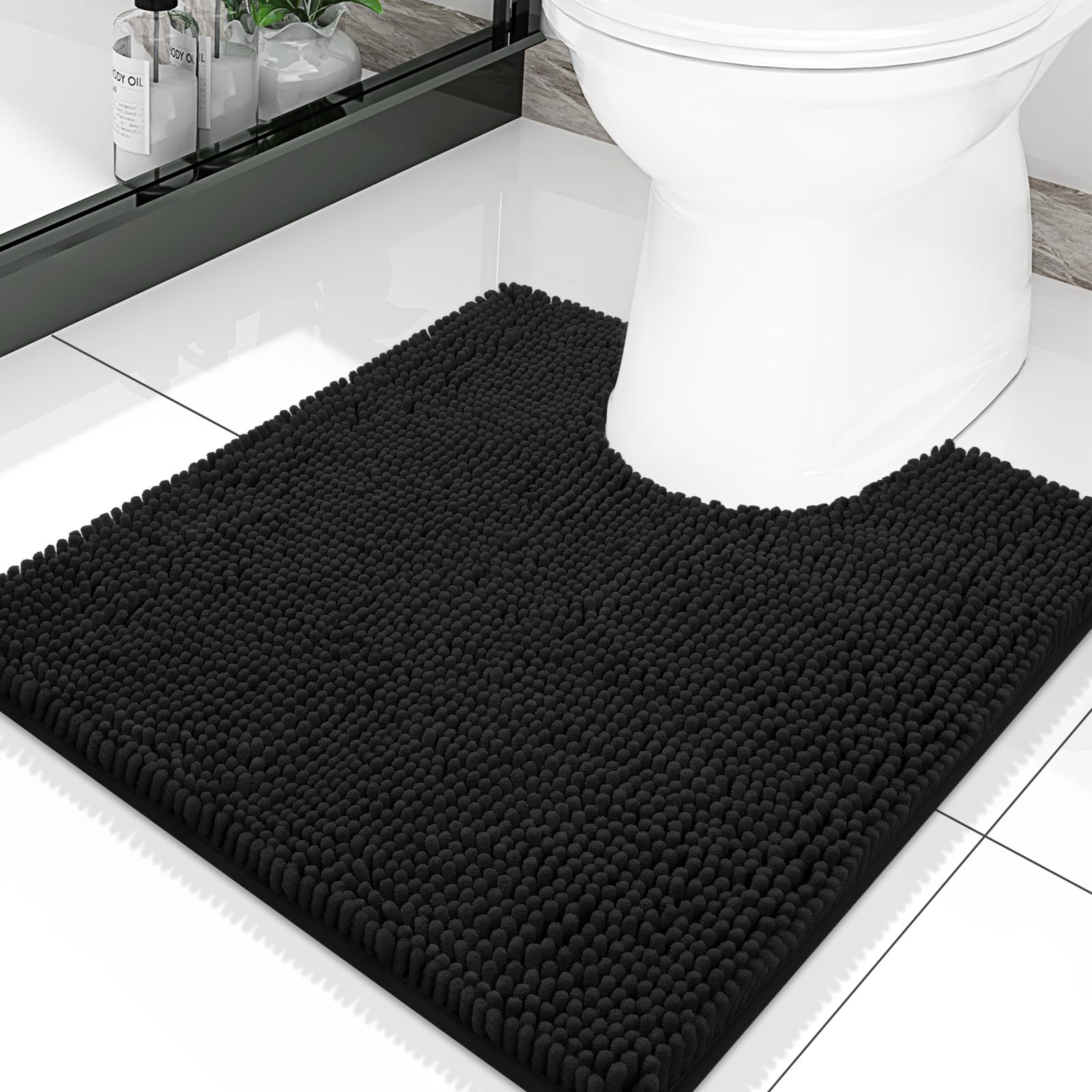 Amazon.com: Smiry Luxury Chenille Toilet Rugs U-Shaped 20''x20'', Soft ...