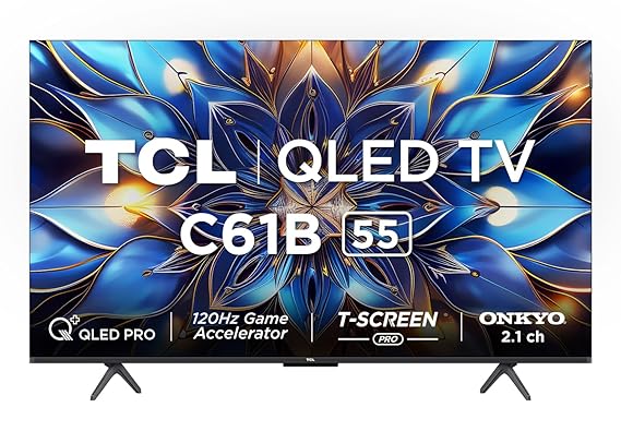 TCL 139 cm (55 inches) 4K Ultra HD Smart QLED Google TV 55C61B (Black ...