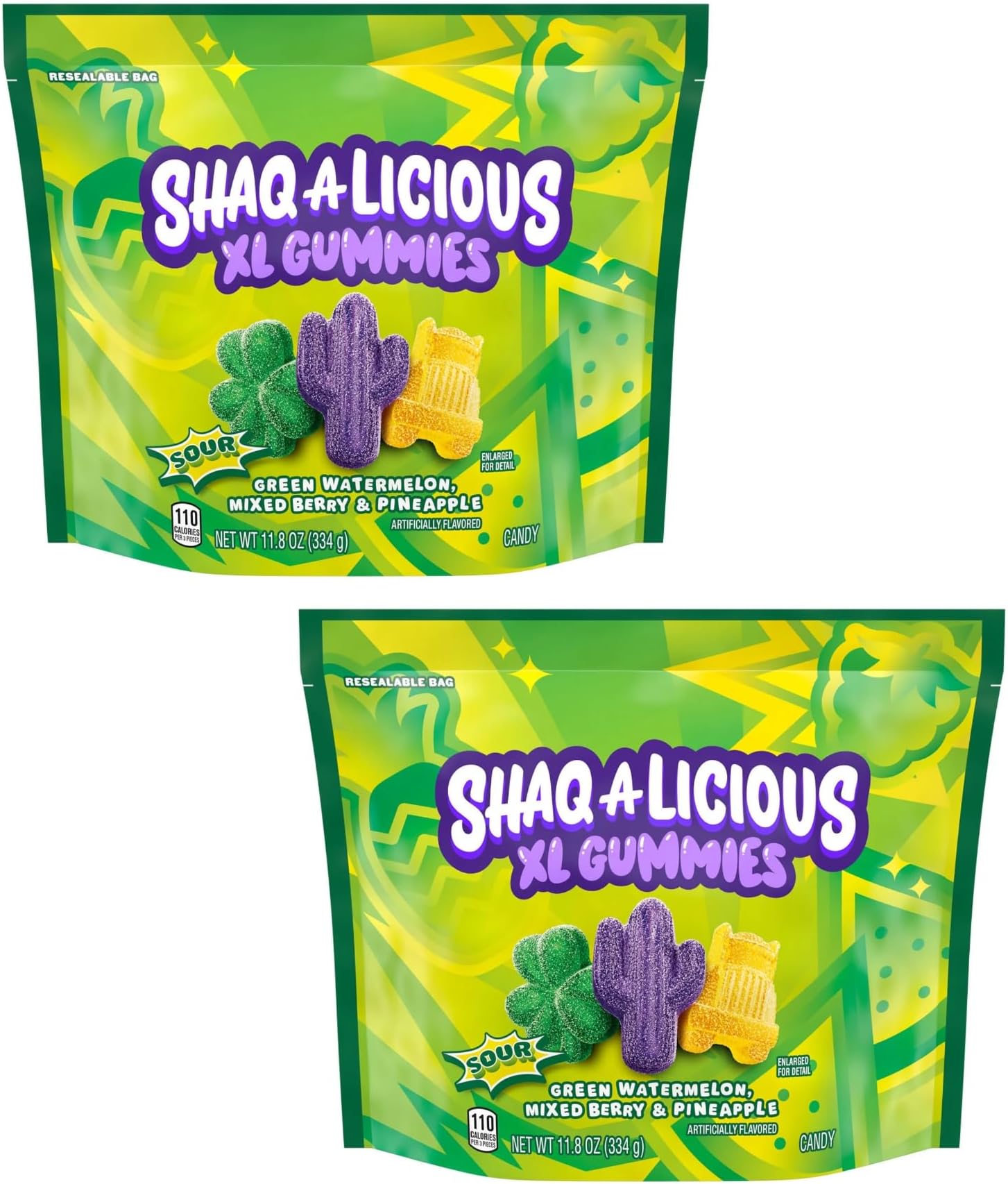 Amazon.com : Shaq-A-Licious XL Gummies, Original and Sour Flavors, 11.8 ...