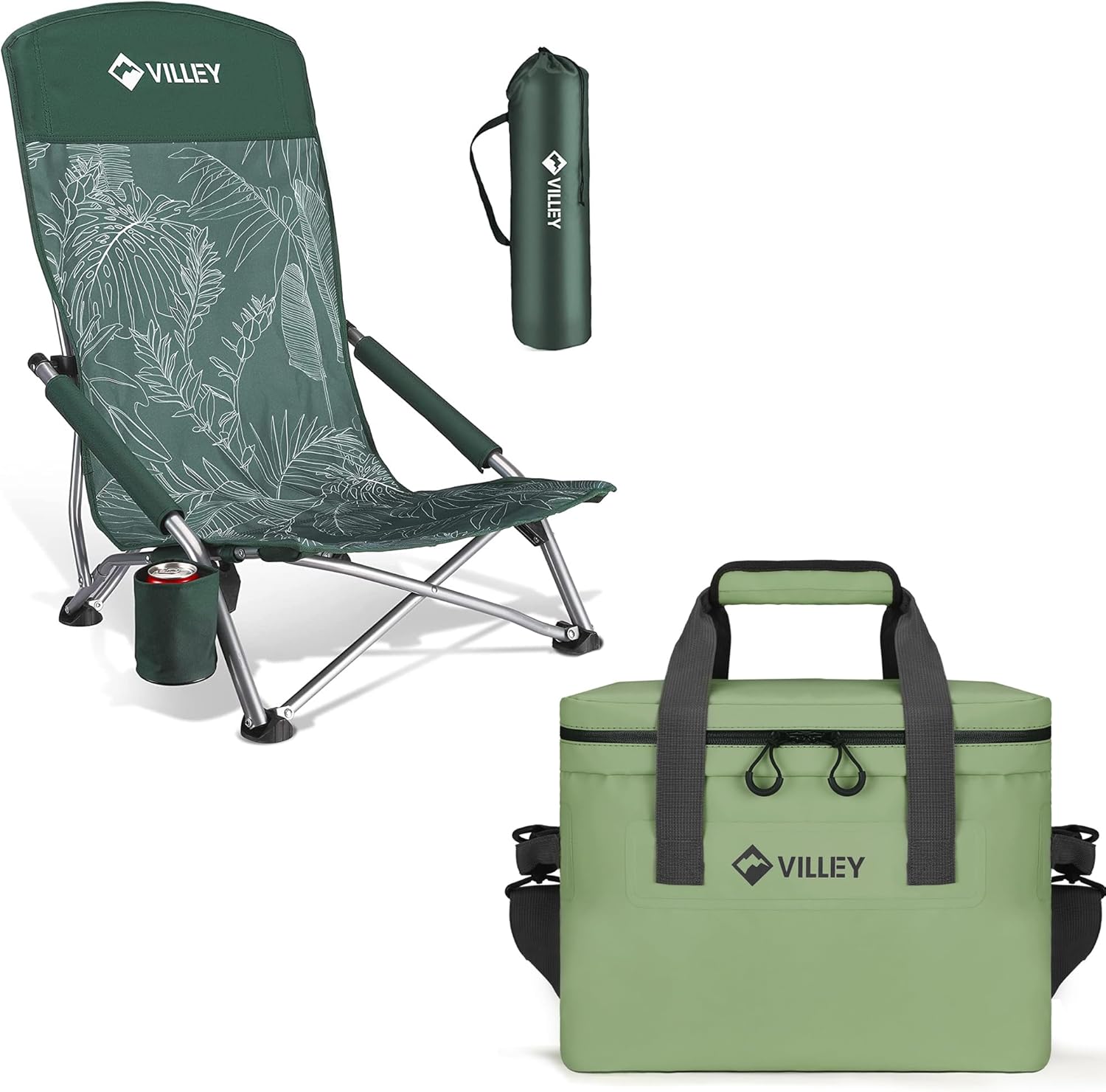 Amazon.com: VILLEY Low Beach Chair and 30 Cans Cooler Bag : Sports ...