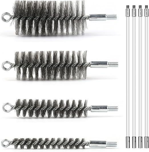 Amazon.com: 50 in Pipe Cleaning Brush Set with Stainless Steel Bristles, Wire Brush with 4 ...