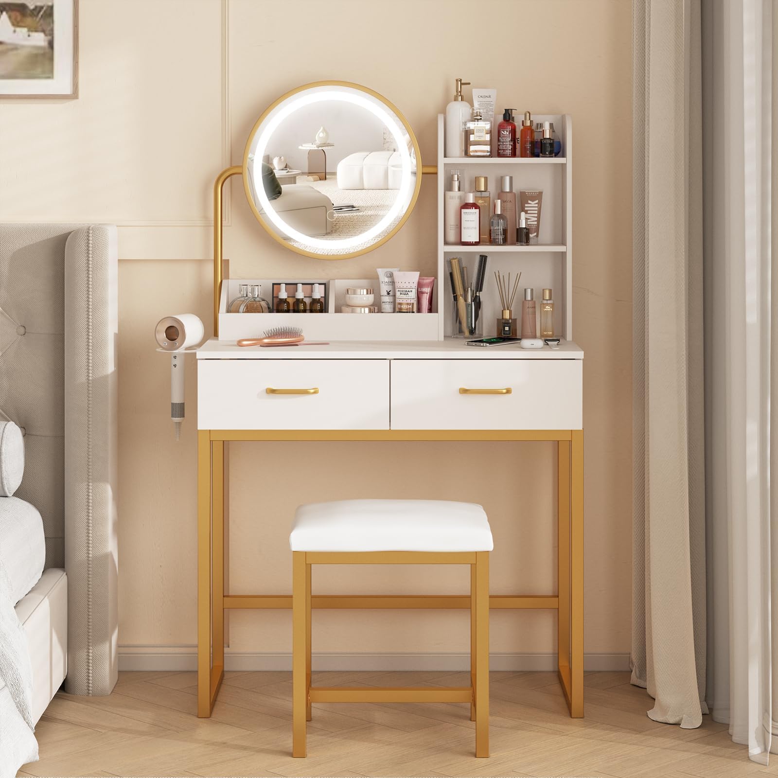 Amazon.com: Fameill Makeup Vanity with Lights in 3 Colors & Openable ...