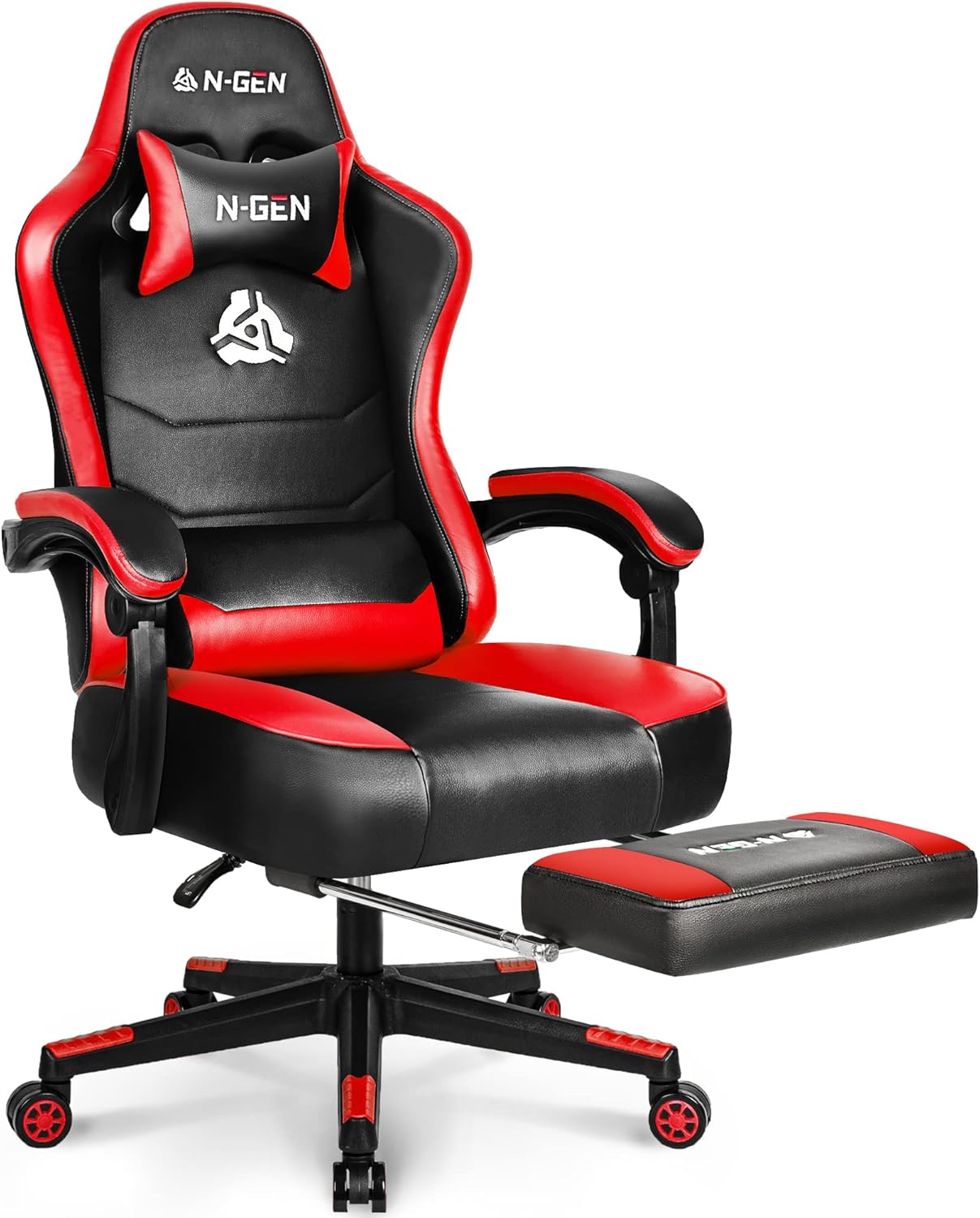 Amazon.com: N-GEN Gaming Chair with Footrest Levelled Seat PU Leather ...