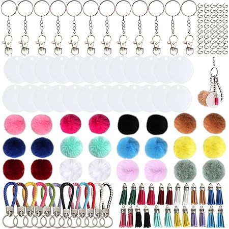 Amazon.com: 200Pcs Blank Keychains for Vinyl, Acrylic Keychain Blanks ...