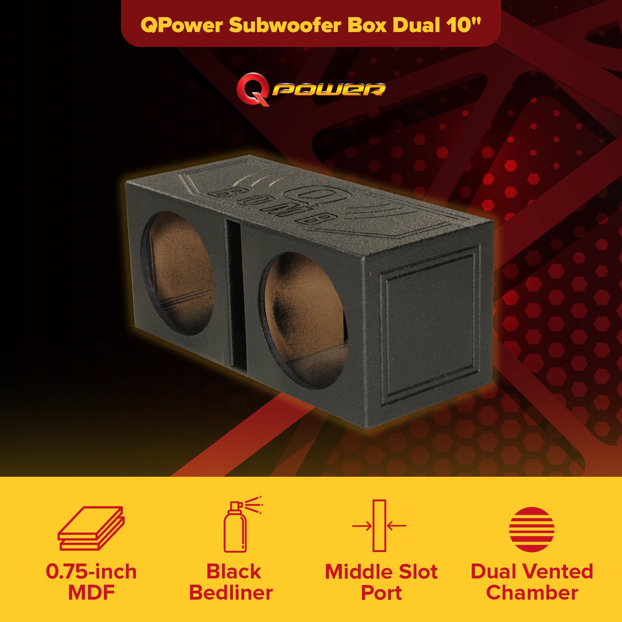 Snapklik.com : Q Power QBOMB10V Dual 10 Inch Vented Port Subwoofer Sub ...