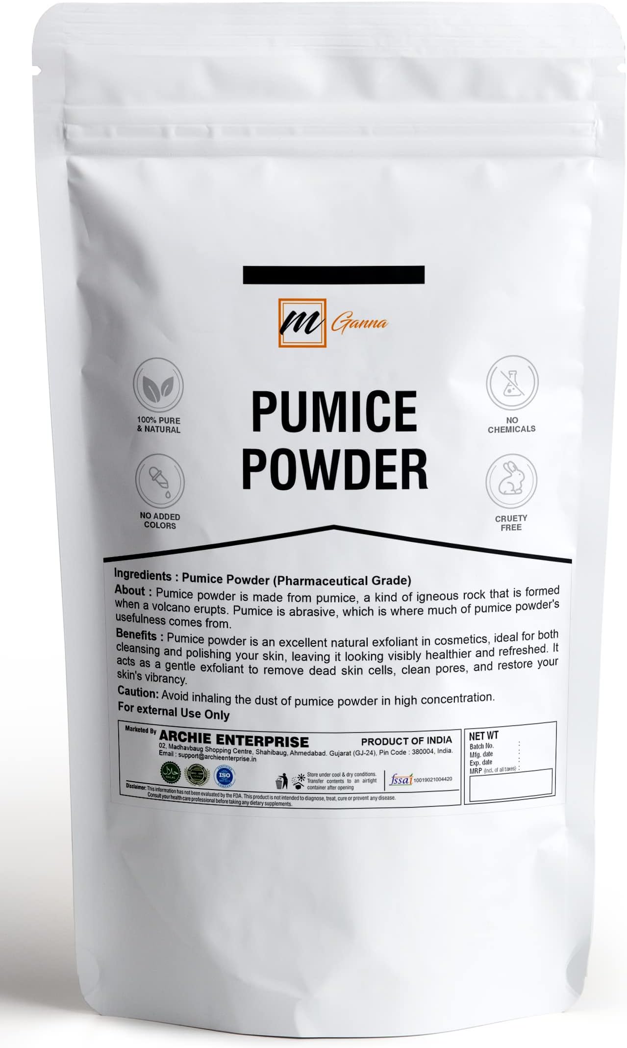 Amazon.com : mGanna 100% Natural Pumice Powder 0.5 LBS for Facial Masks ...