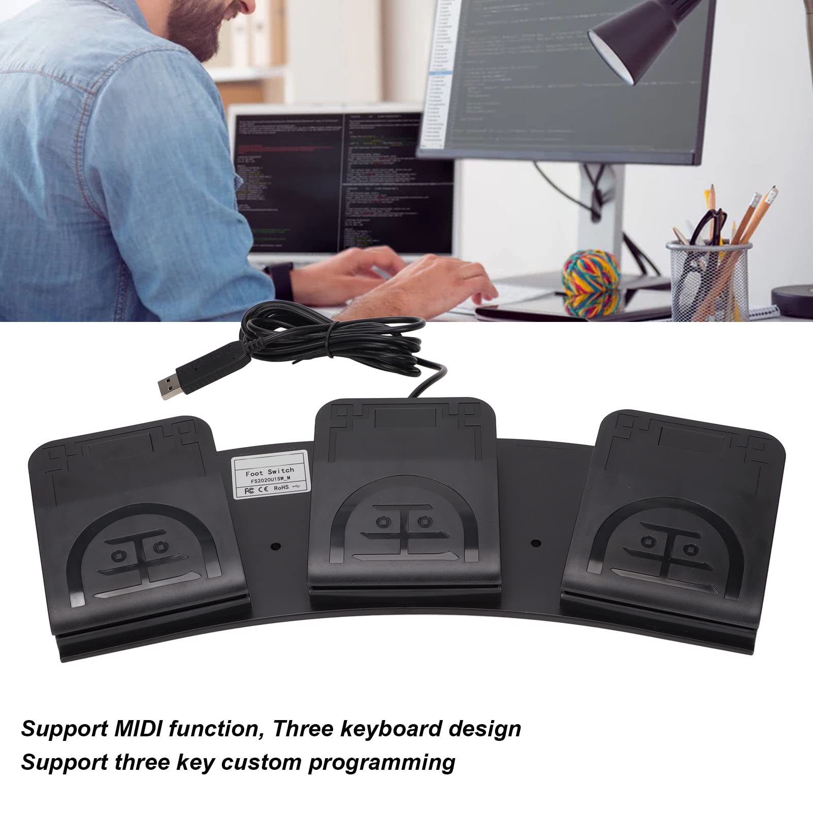 Snapklik.com : USB Foot Pedal, PC USB Triple Foot Switch Pedal, 3 Key ...