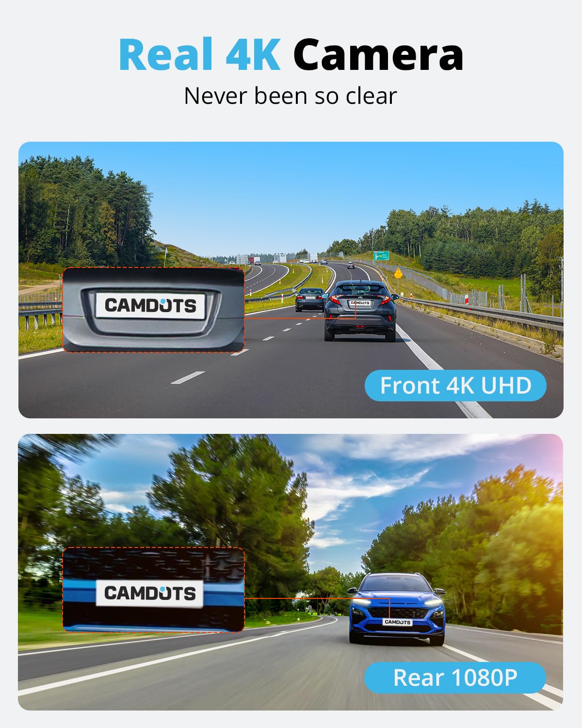 CAMDOTS 4K Dash Cam Front and Rear, 3" IPS Touchscreen Front 4K/2.5K ...