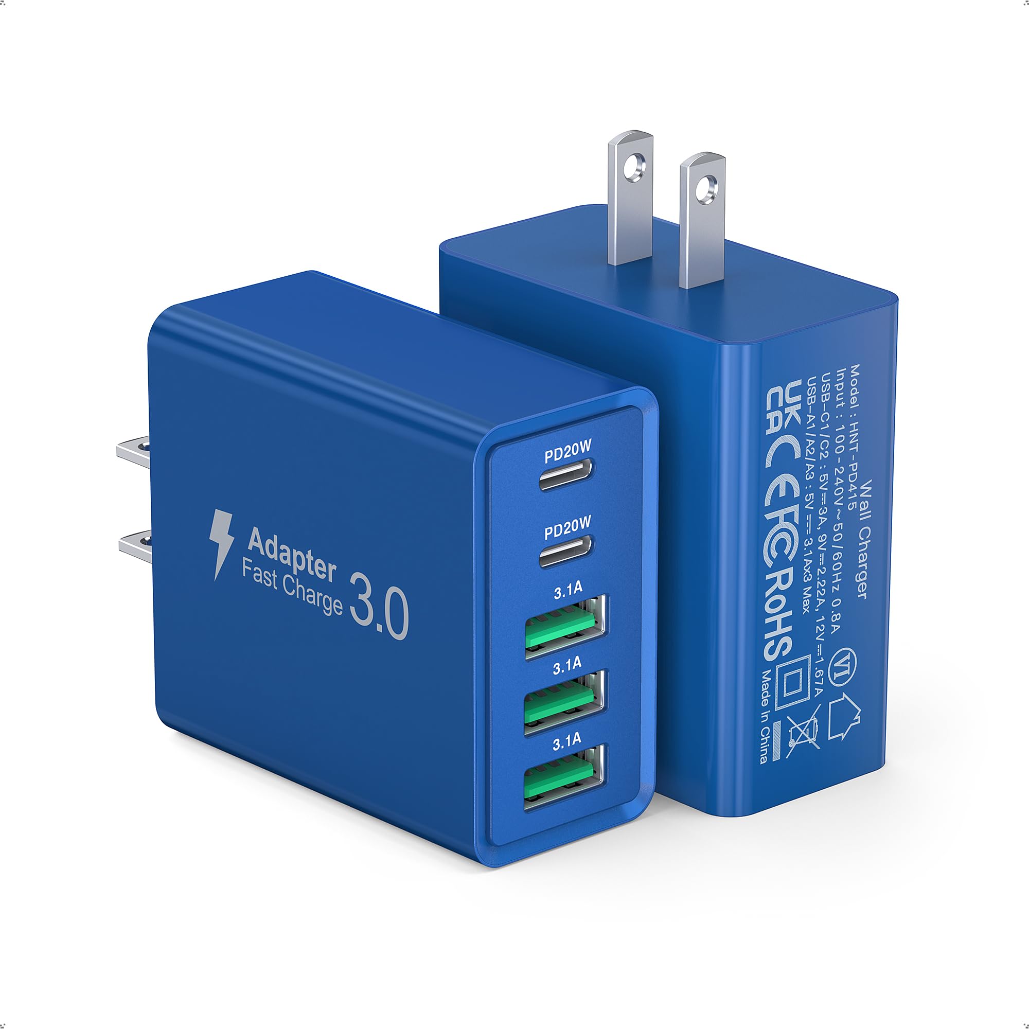 Amazon.com: USB C Wall Charger, 50W USB C Charger Block 2-Pack 5-Port ...