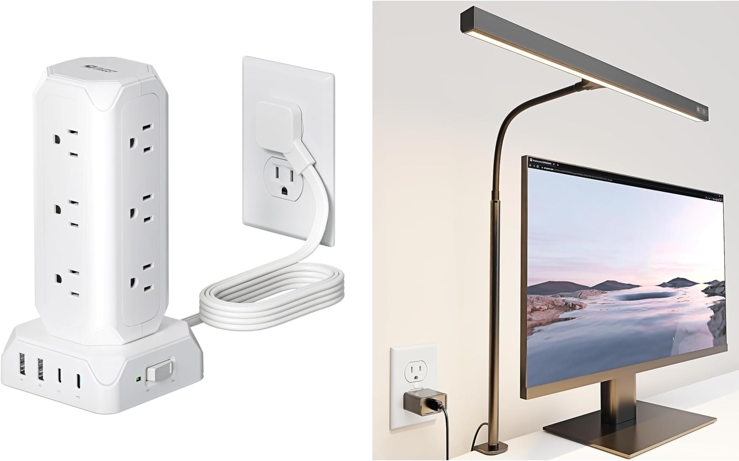 SUPERDANNY LED Desk Lamp+35W Power Strip Tower - Amazon.com