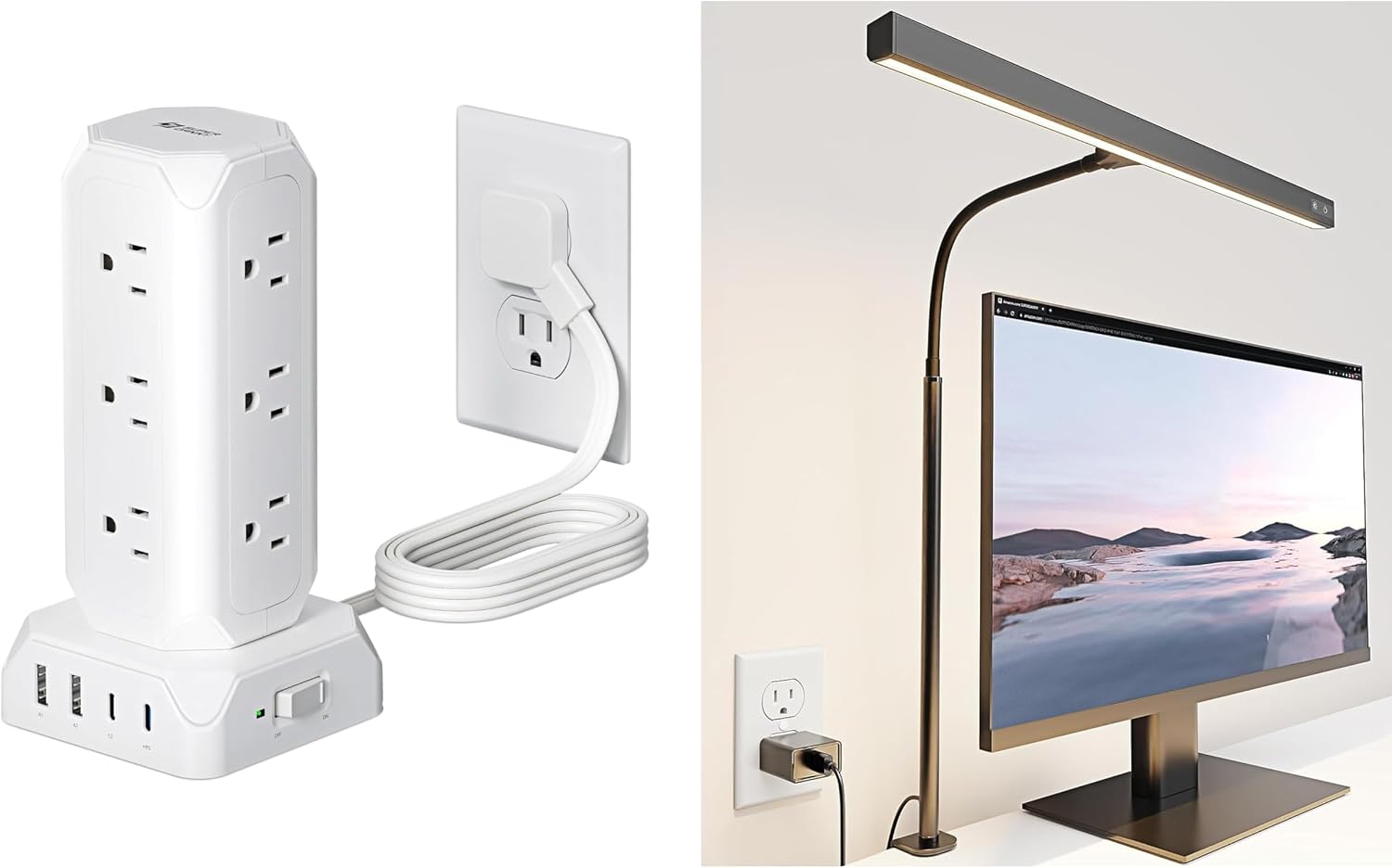 SUPERDANNY LED Desk Lamp+35W Power Strip Tower - Amazon.com