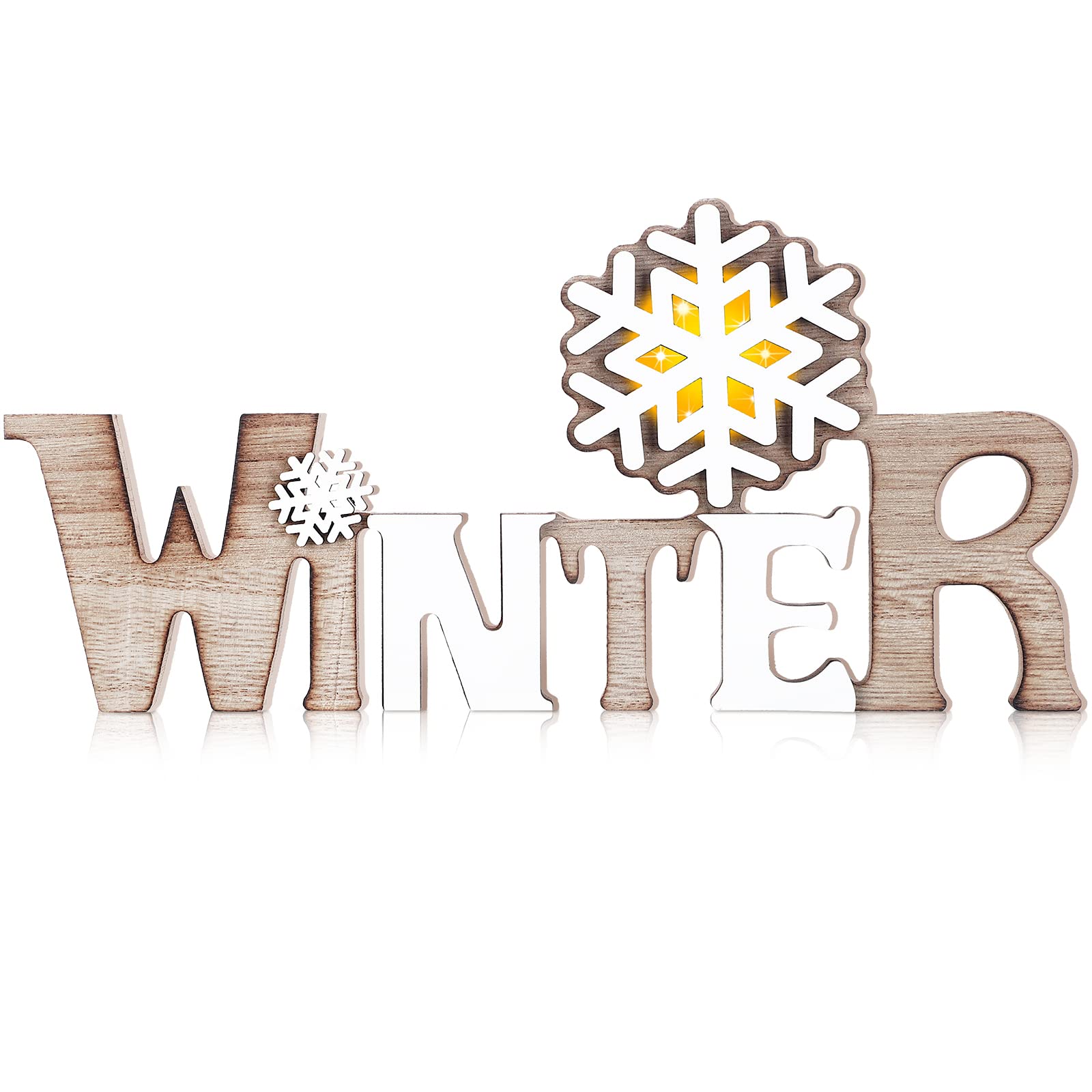 Amazon.com: Bucherry Christmas Winter LED Wooden Snowflake Sign Rustic ...