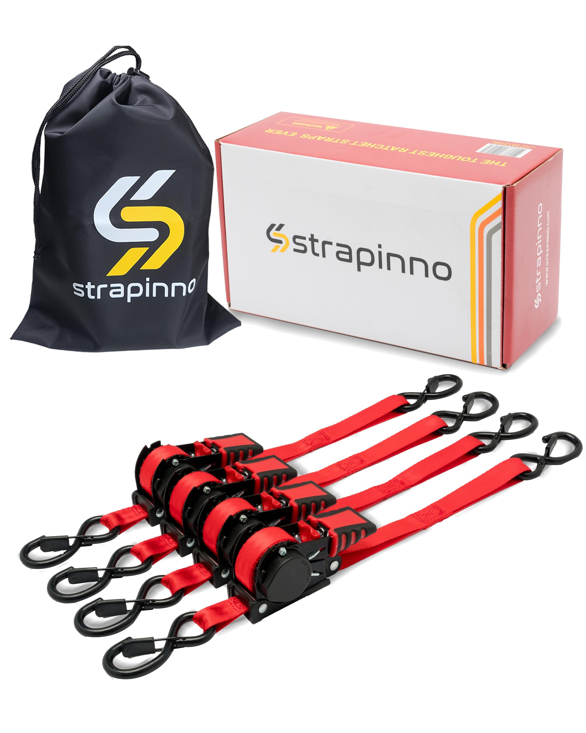 Amazon.com: Strapinno Retractable Ratchet Straps 1 in x 10 ft, Secure ...