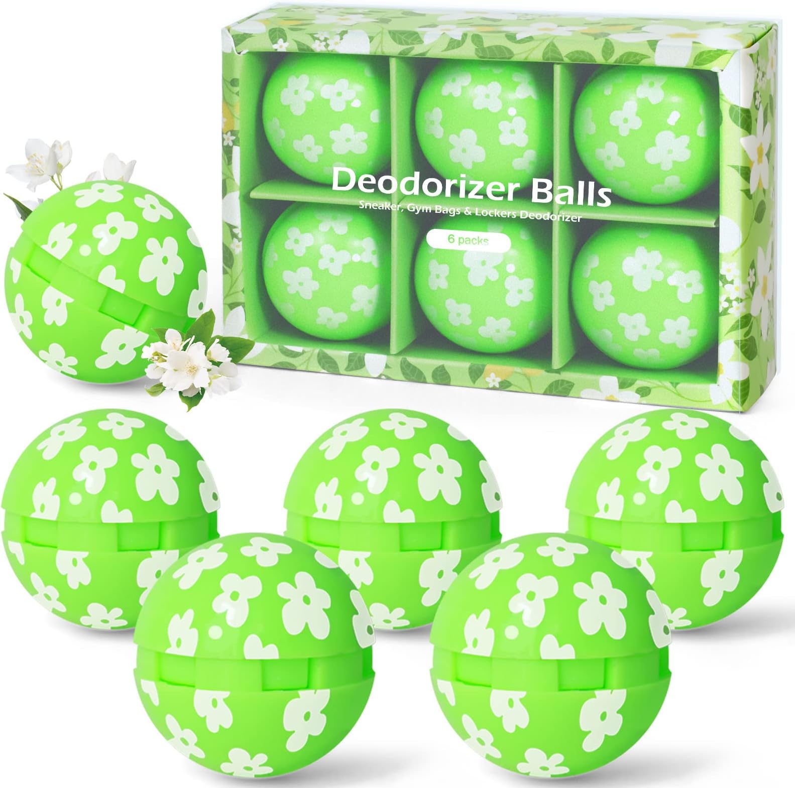 Amazon.com: Fresh Jasmine Sneaker Deodorizer Balls, Scent-Hi 6 Pack ...