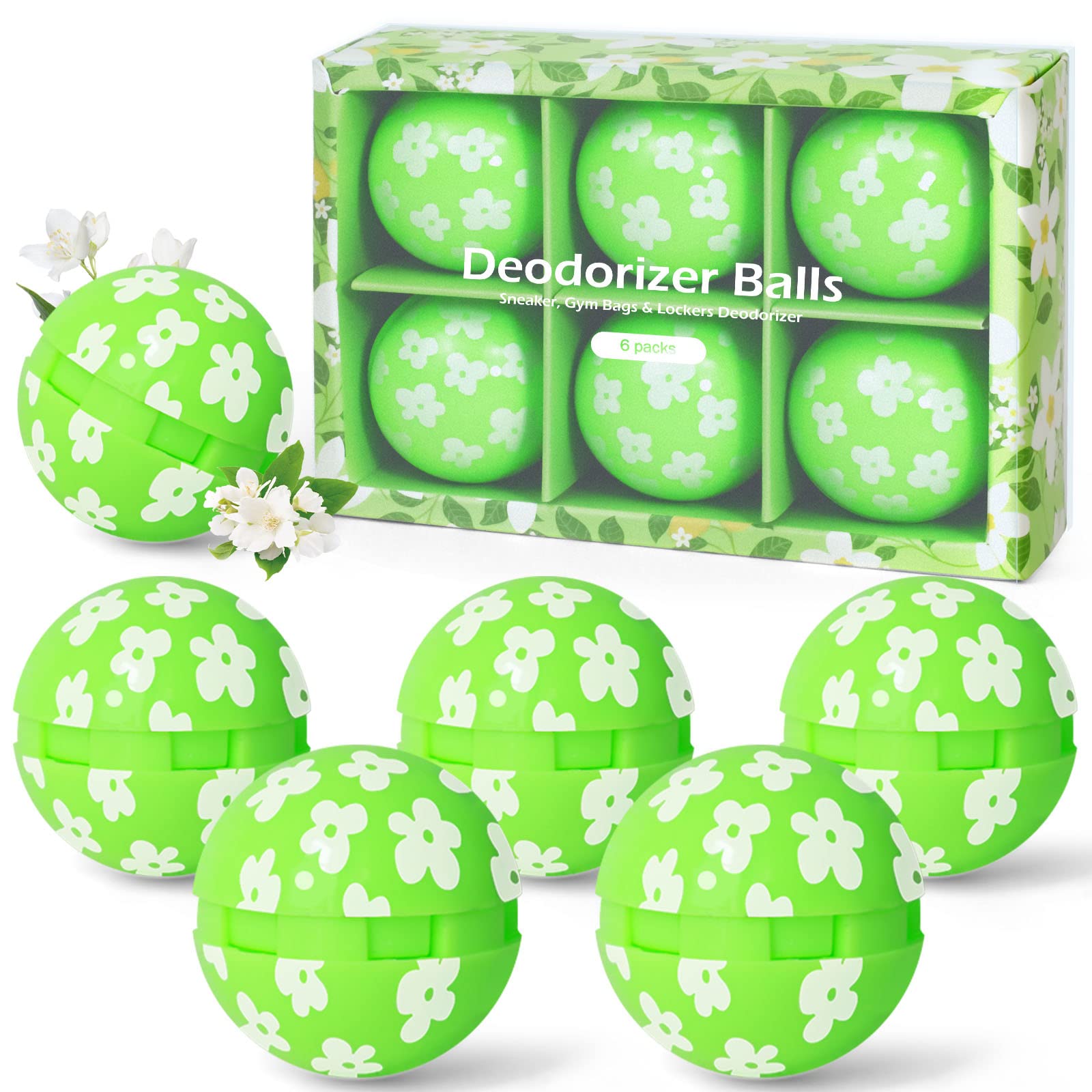Amazon.com: Fresh Jasmine Sneaker Deodorizer Balls, Scent-Hi 6 Pack ...