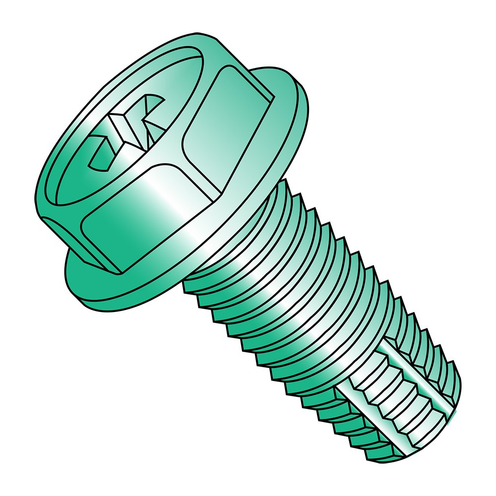 Steel Thread Cutting Screw, Green Zinc Plated, Hex Washer Head ...