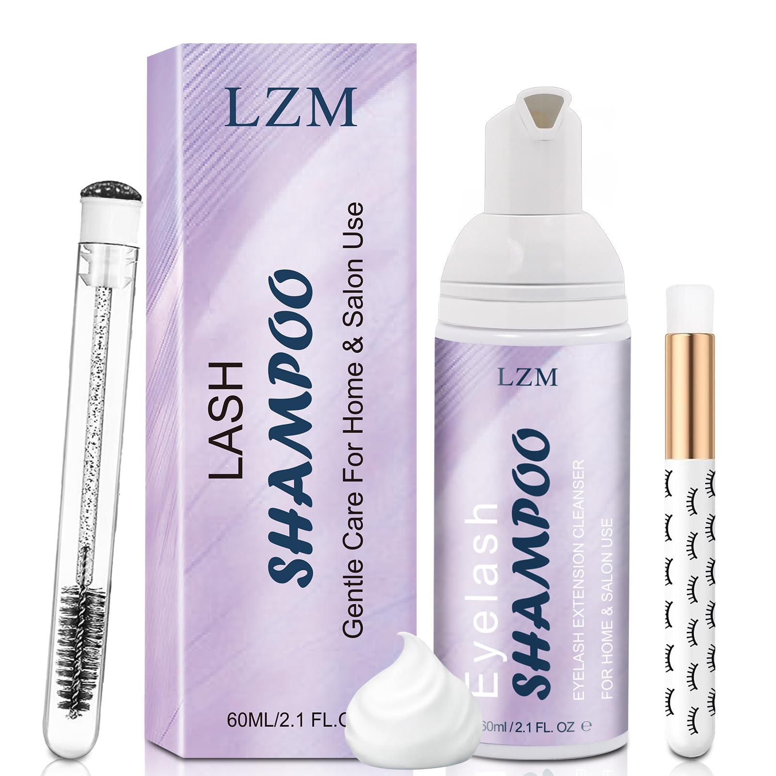 Amazon.com: LZM Lash Shampoo Lash Cleaner - Lash Wash Cleaning kit for ...