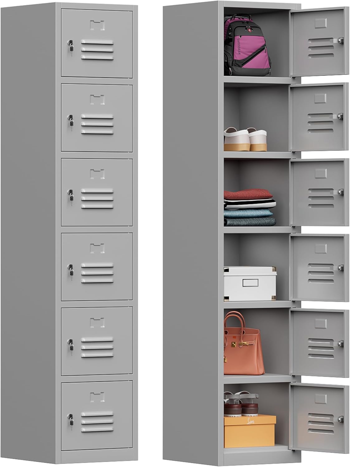 Amazon.com: Kooyon Metal Storage Cabinet with 6 Doors,Metal Lockers for ...
