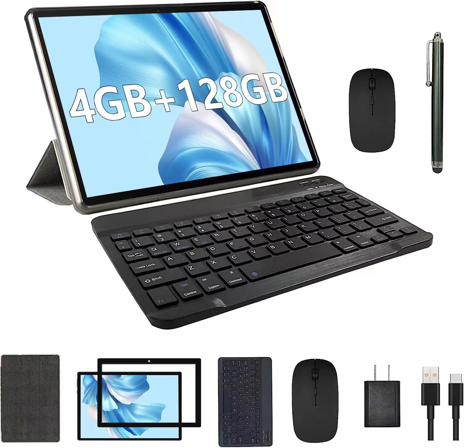 Amazon.com : Tablet 10 inch Android Tablet with Keyboard 2 in 1 4GB ...