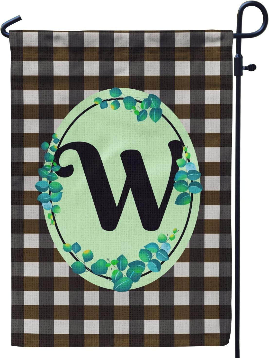 Amazon.com : Monogram Letter W Garden Flag, Buffalo Check Floral ...