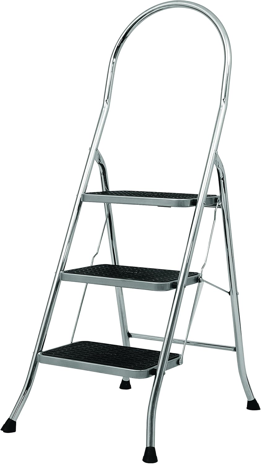 Abru Chrome 3 Step Stepstool, Heavy Duty 150Kg Load Capacity, EN14183 ...