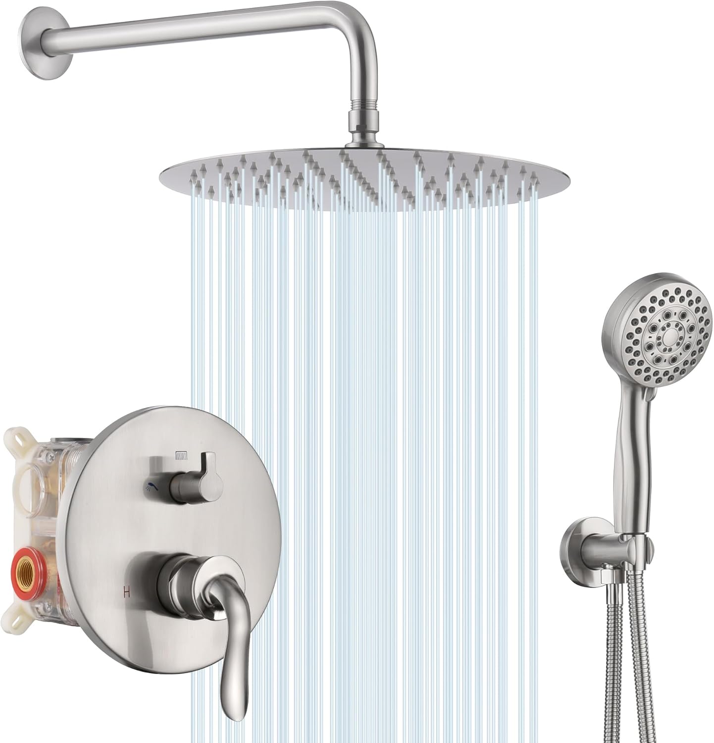 Fransiton 12 Inch Rain Shower Shower System and Handheld Wall Mounted ...