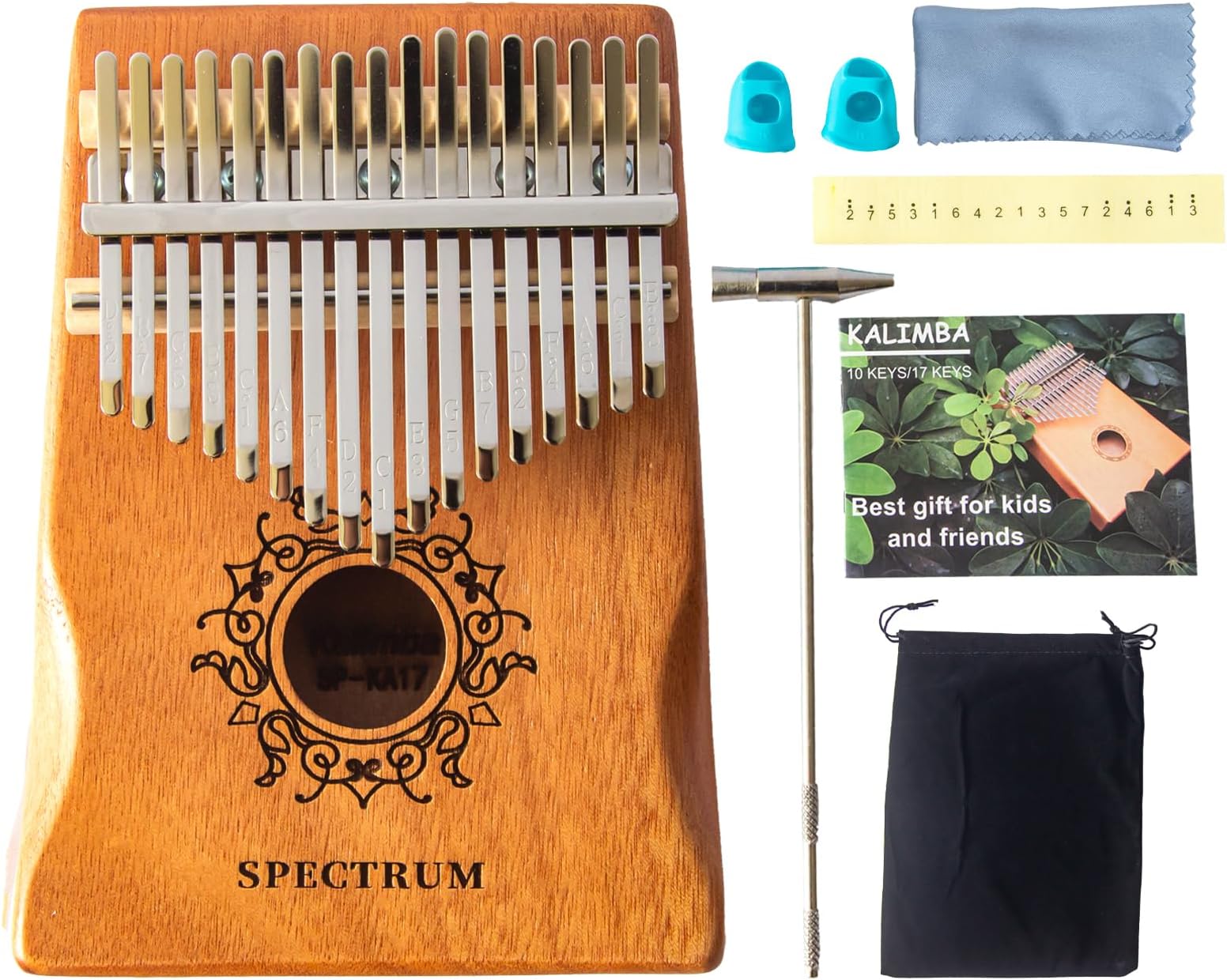 Kalimba Thumb Piano 17 Keys, Portable Finger Piano Gifts for Kids and ...
