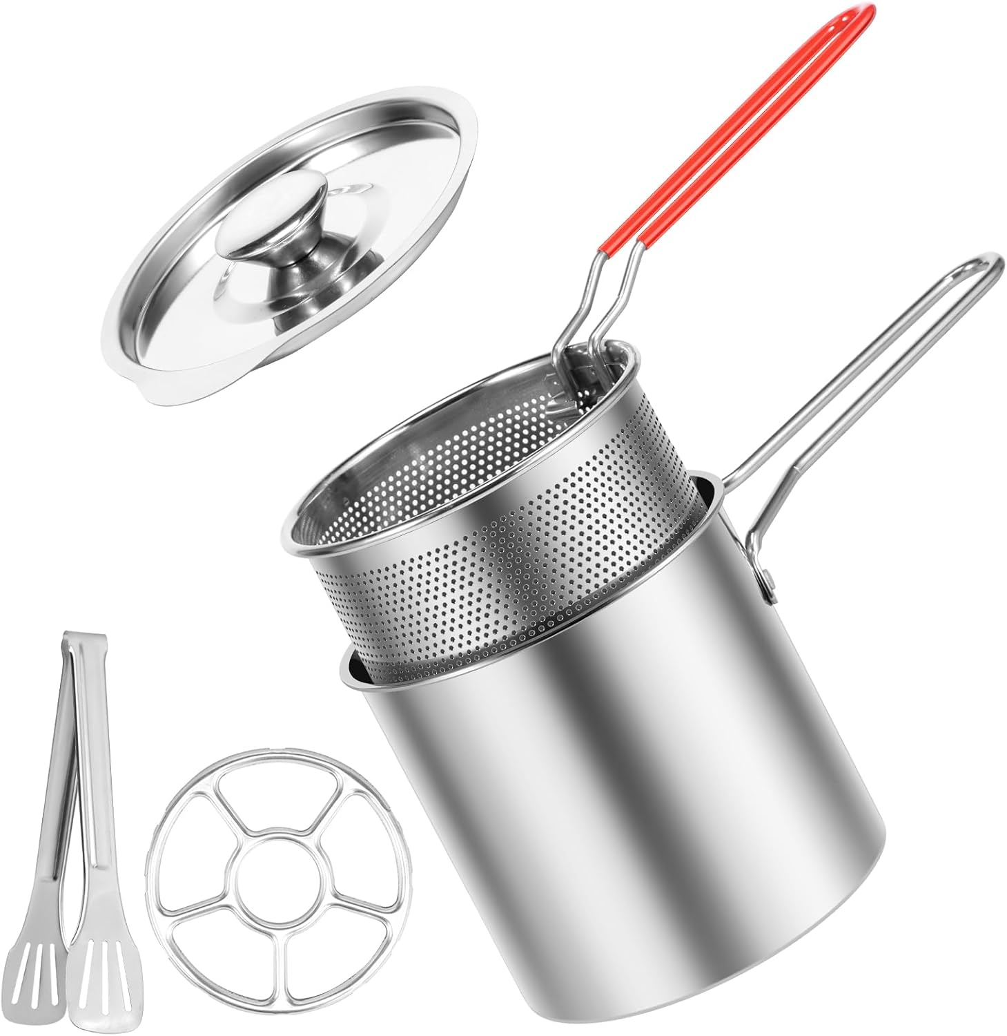 Foppla Deep Fryer with Strainer Basket and Handle Stainless Steel Fry ...