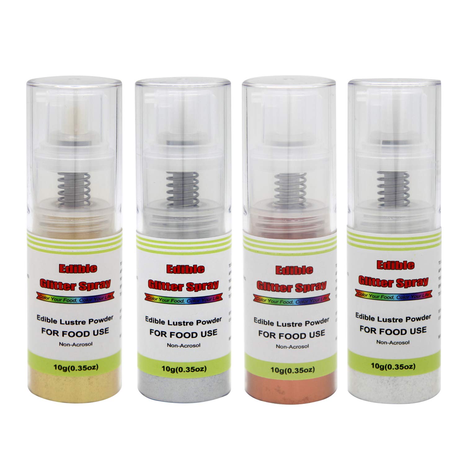 Amazon.com : Edible Glitter Spray Set(Gold,Silver,Rose Gold,White), Non ...