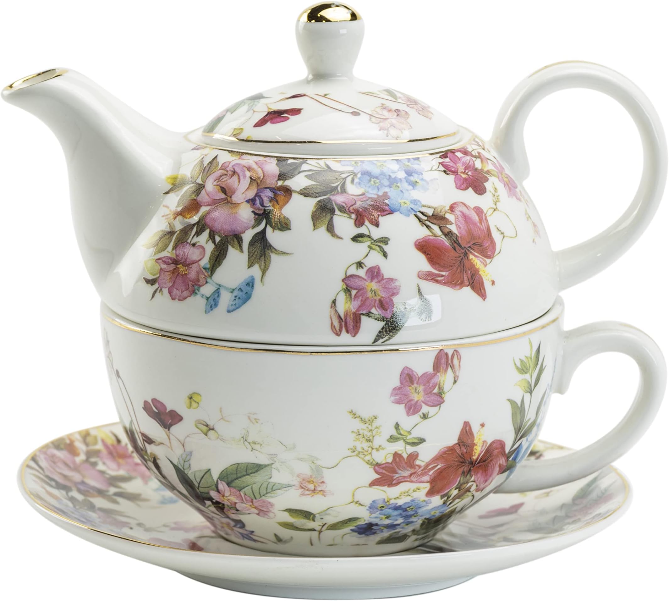 Amazon.com | Grace Teaware Porcelain 4-Piece Tea for One (Blue Willow ...