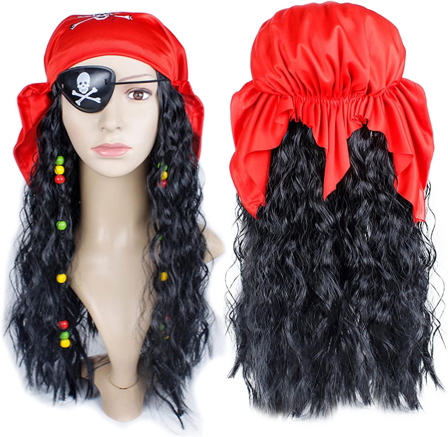 Pirate Wig Hat Pirate Costume Set Dreadlock Wig Eye Patch Bandana ...