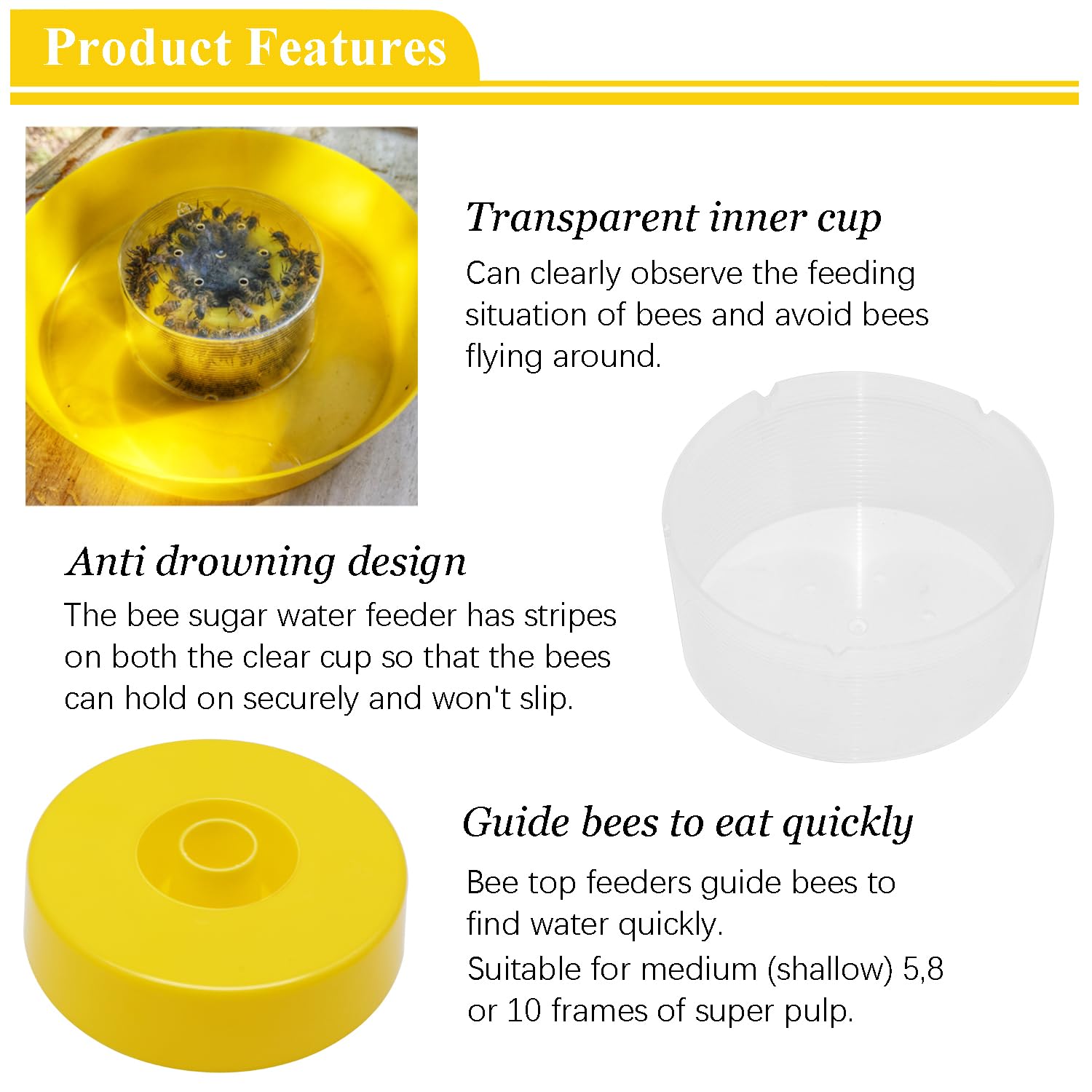 Snapklik.com : Bee Water Feeder, Bee Rapid Feeder Round Beehive Top ...