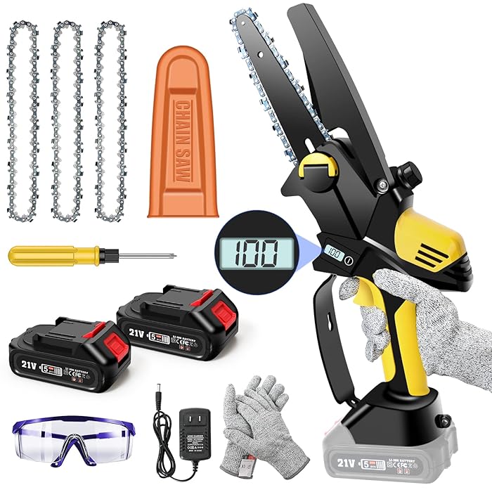 Buy Mini Chainsaw Cordless,LCD Display Brushless 6 Inch Electric ...