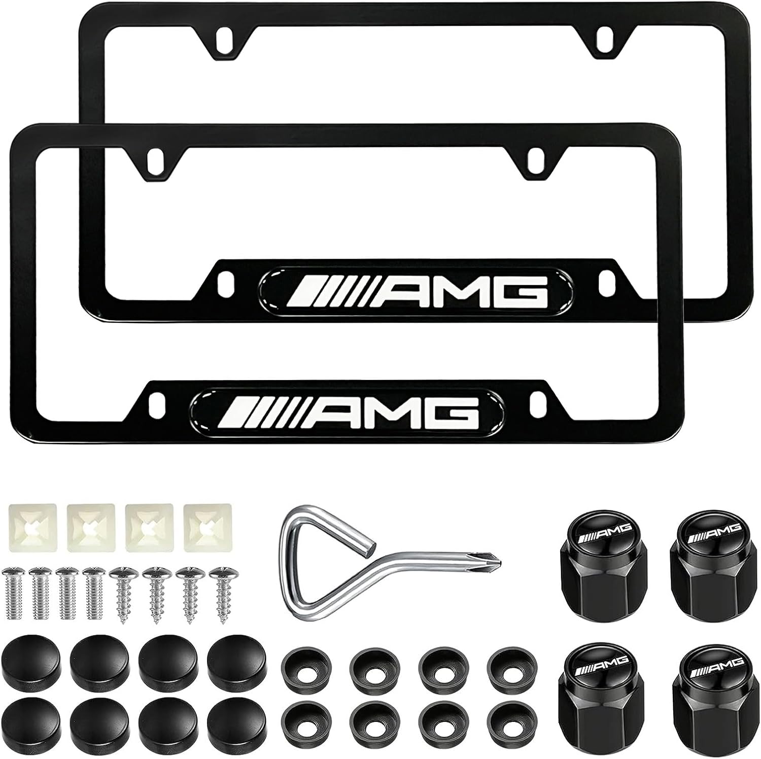 2PCS Black License Plate Frames for Mercedes Benz-AMG, Premium Aluminum ...