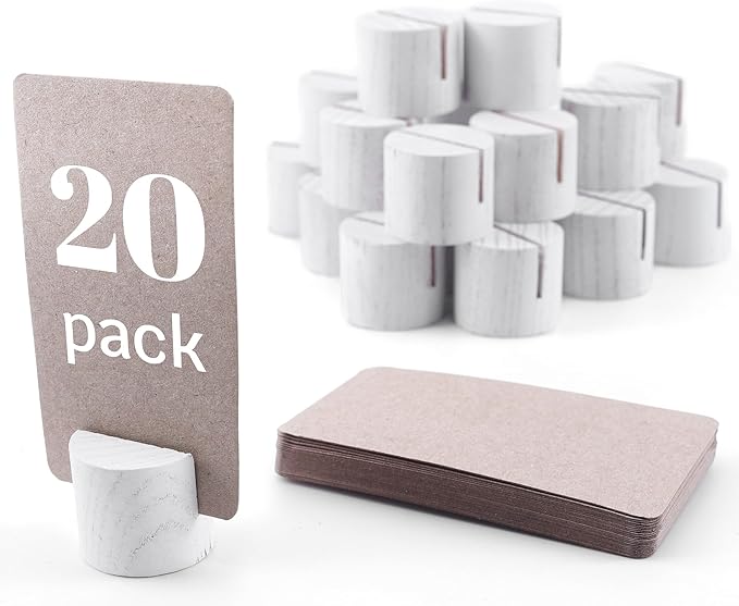 Amazon.com: 20 Pack Mini Wood Table Number Holders - Place Card Holders ...