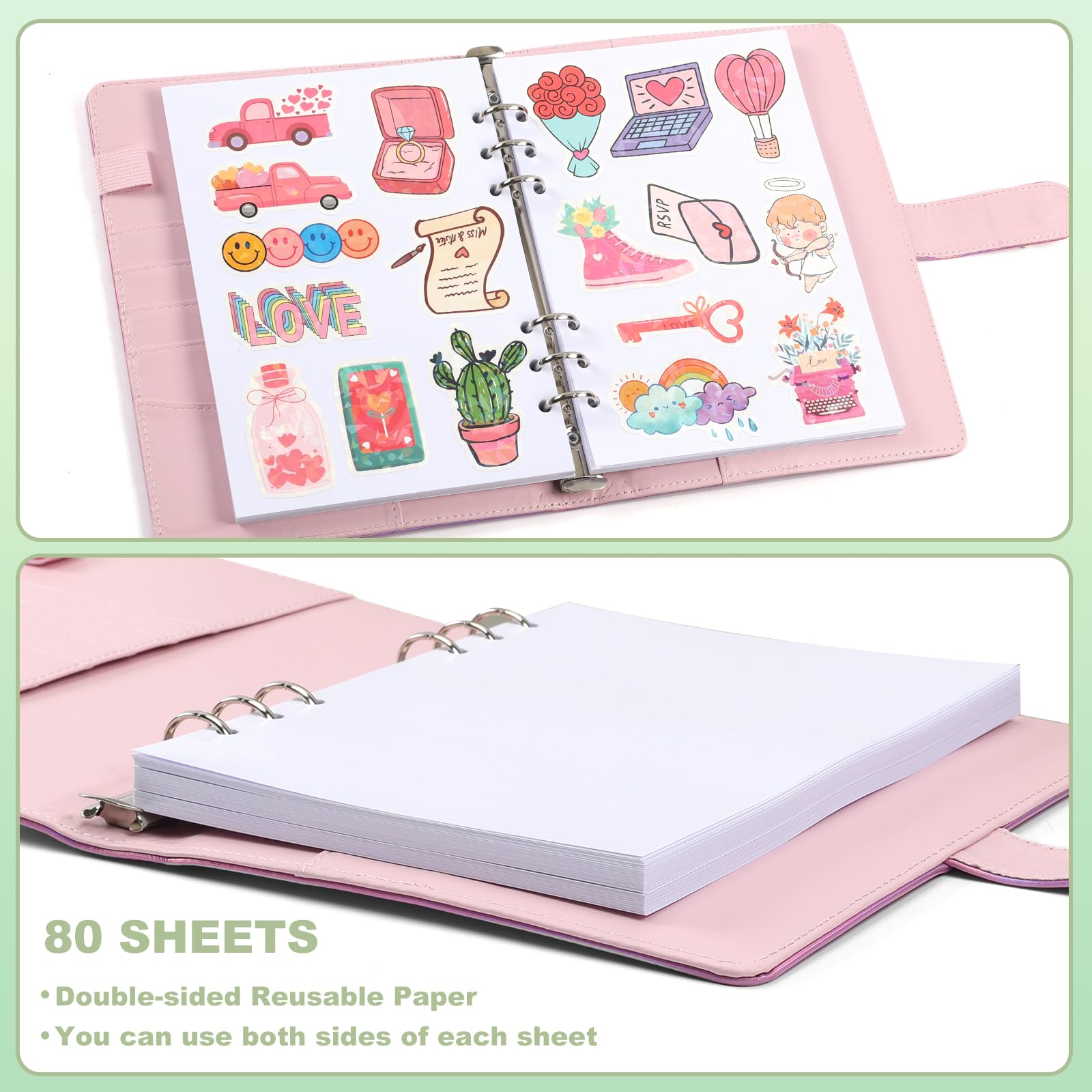 Reusable Sticker Book 40 Sheets Blank Release Paper Binder Notebook ...