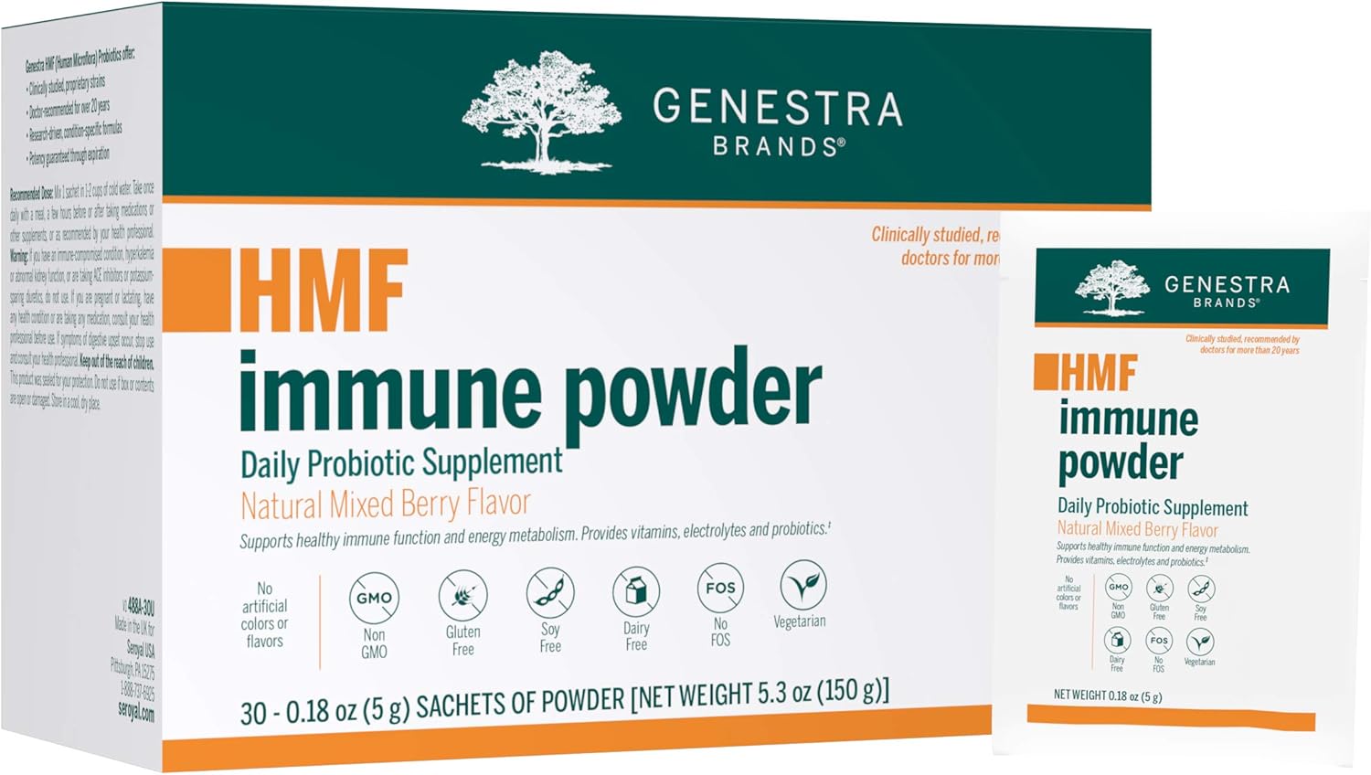 Amazon.com: Genestra Brands HMF Immune Powder | Daily Probiotic ...