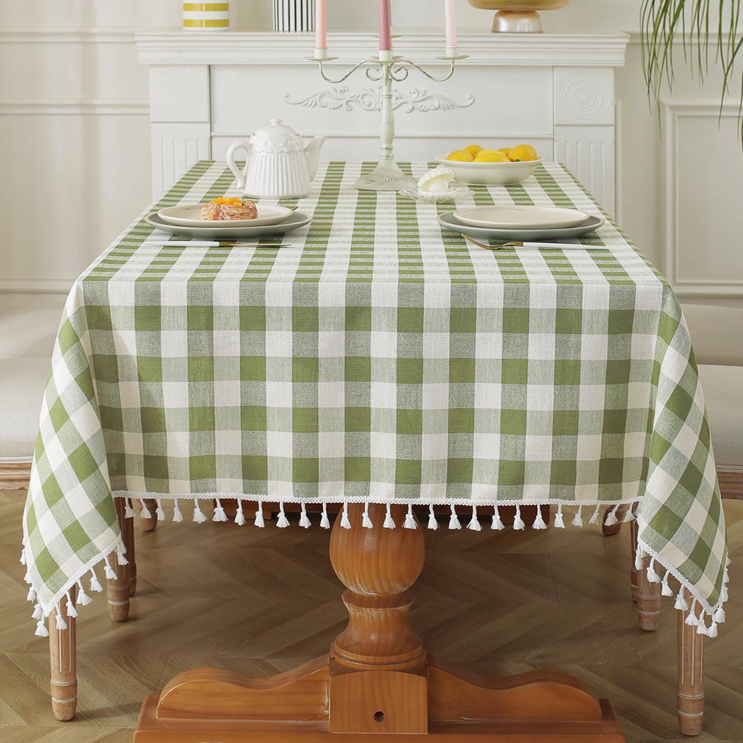 Amazon.com: Laolitou Checkered Tablecloth Rectangle Washable Heavy Duty ...