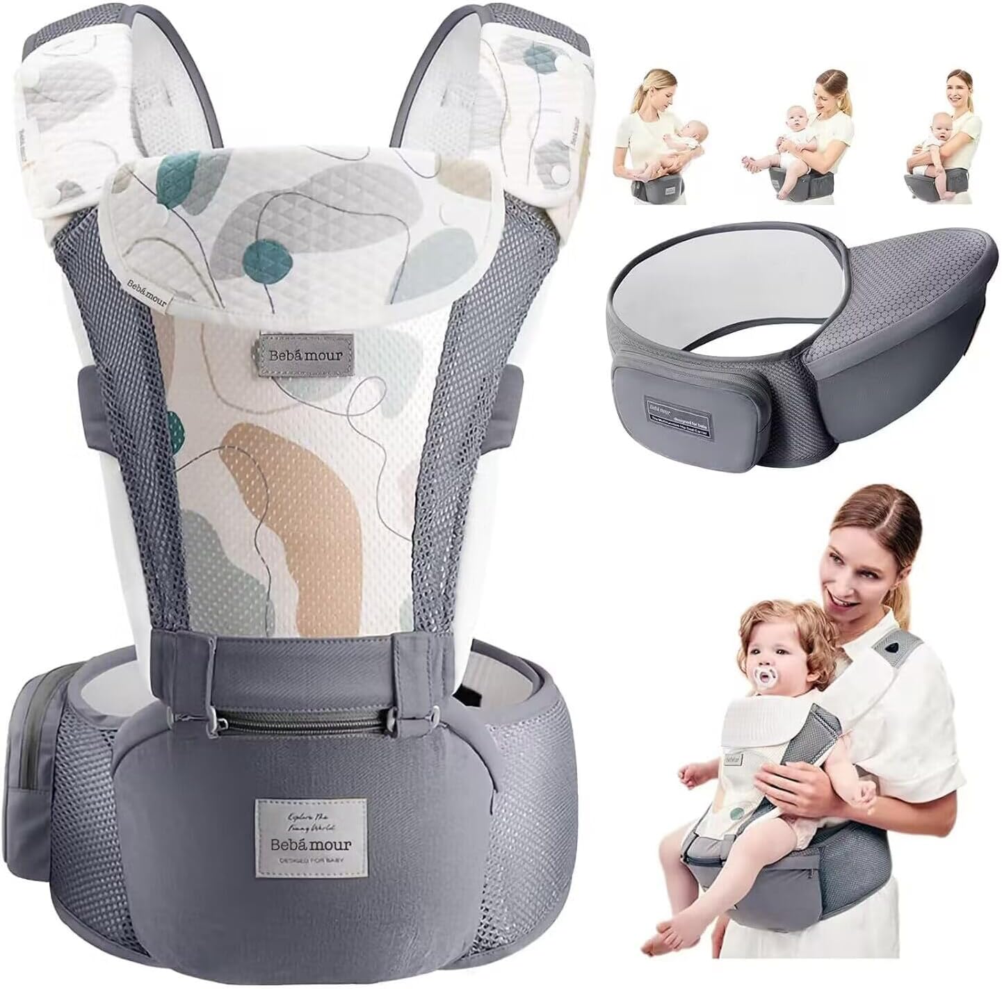 Bebamour Mesh Newborn Baby Carrier Front and Back Carry Baby Newborns ...