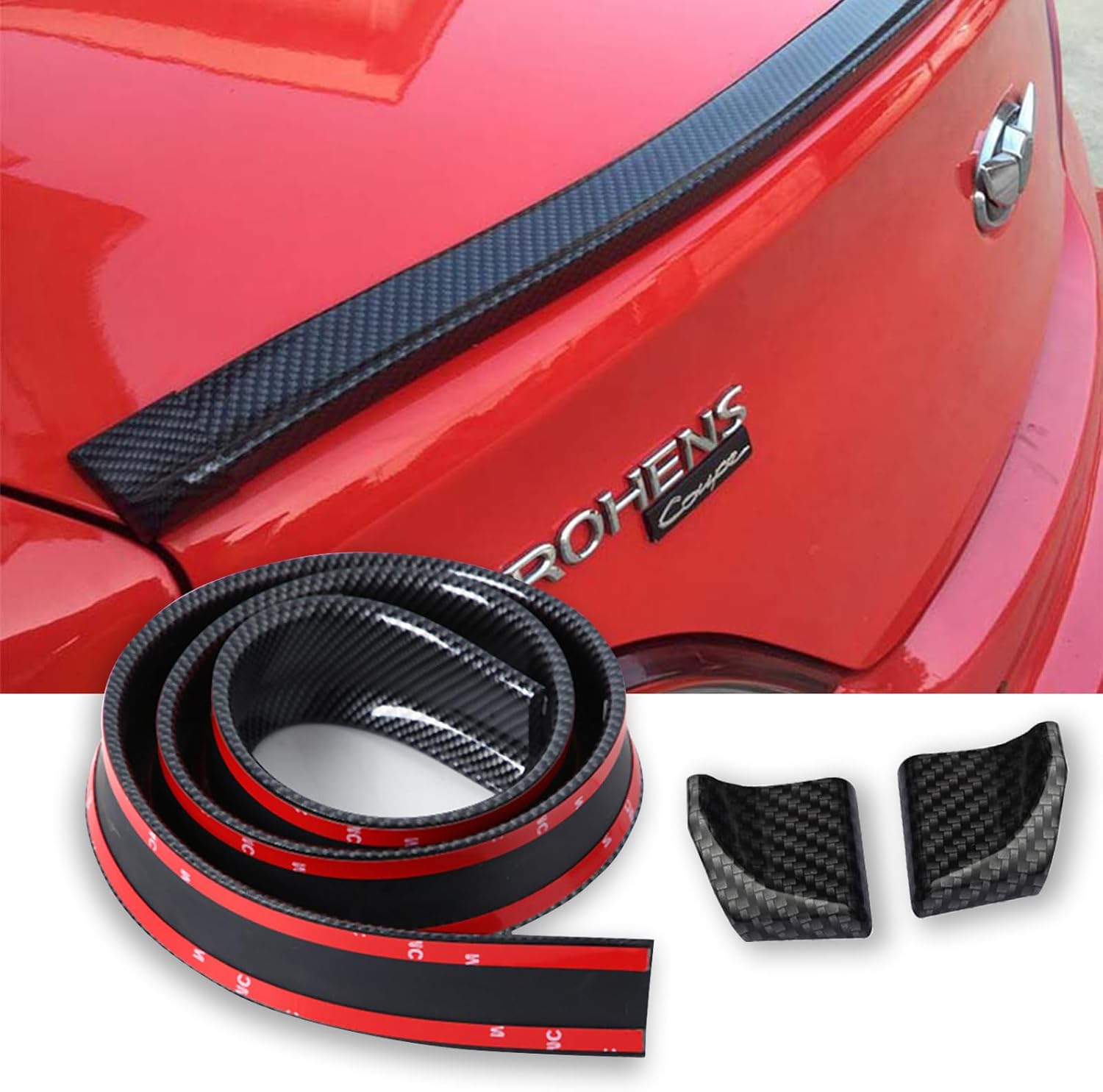 Amazon.com: SOZATO Car Rear Spoiler Universal,Rubber Carbon Fiber Trunk ...