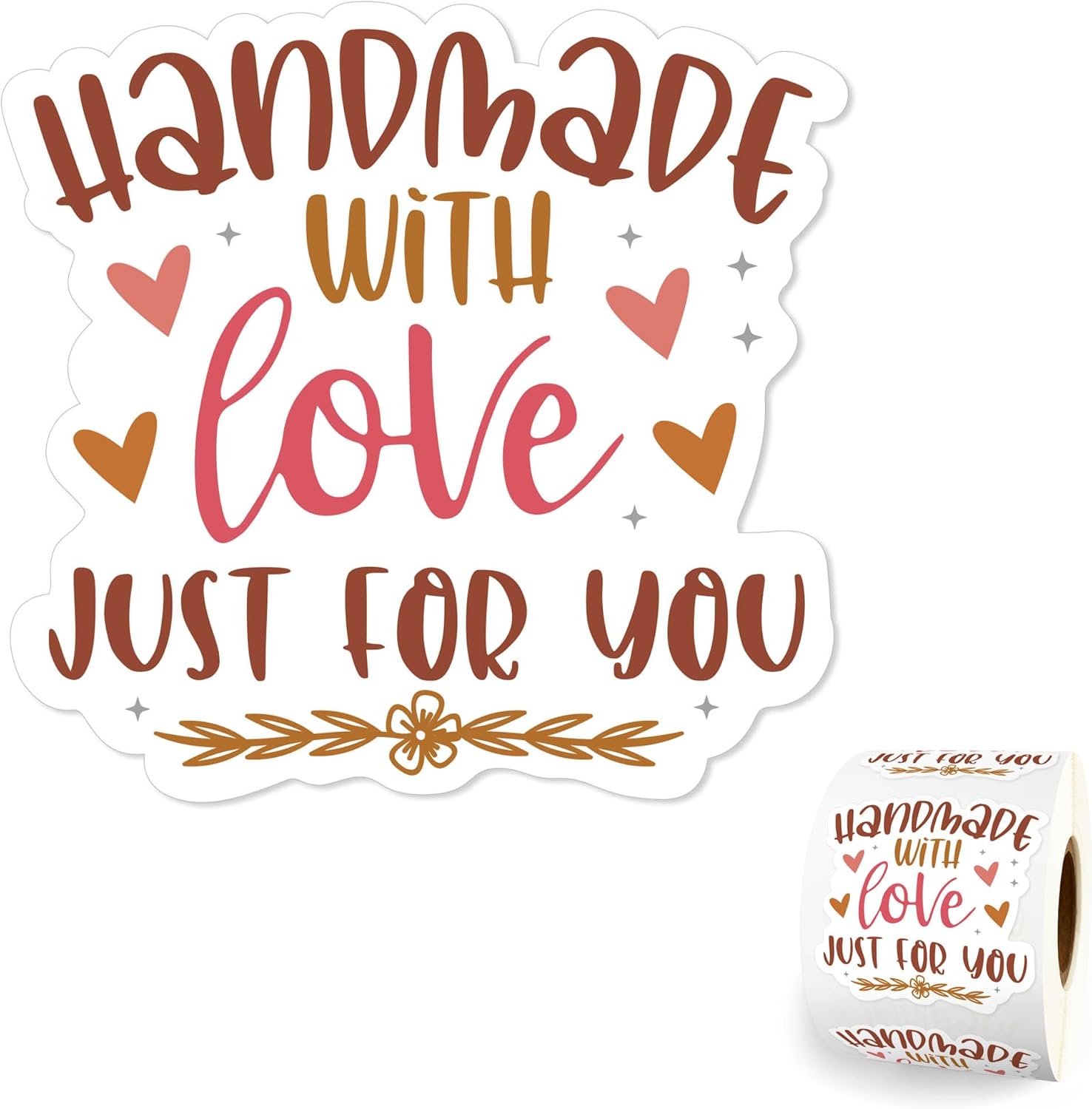 Amazon.com: Parzcot 500pcs Handmade with Love Stickers Roll, Just for ...