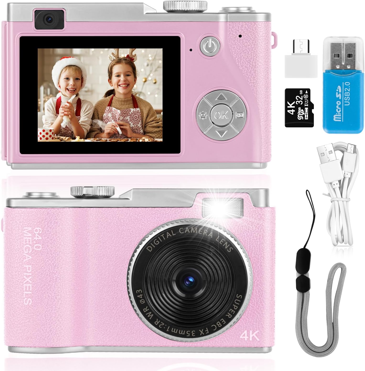 Digital Camera,Selfie Camera 1080P Digital Video Camcorder Front and ...