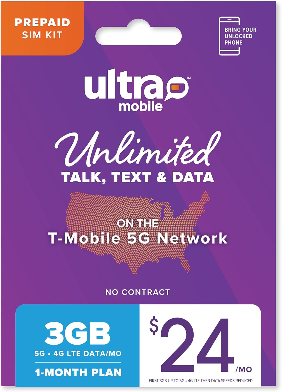Amazon.com: $24/mo. Ultra Mobile Prepaid Phone Plan with Unlimited ...