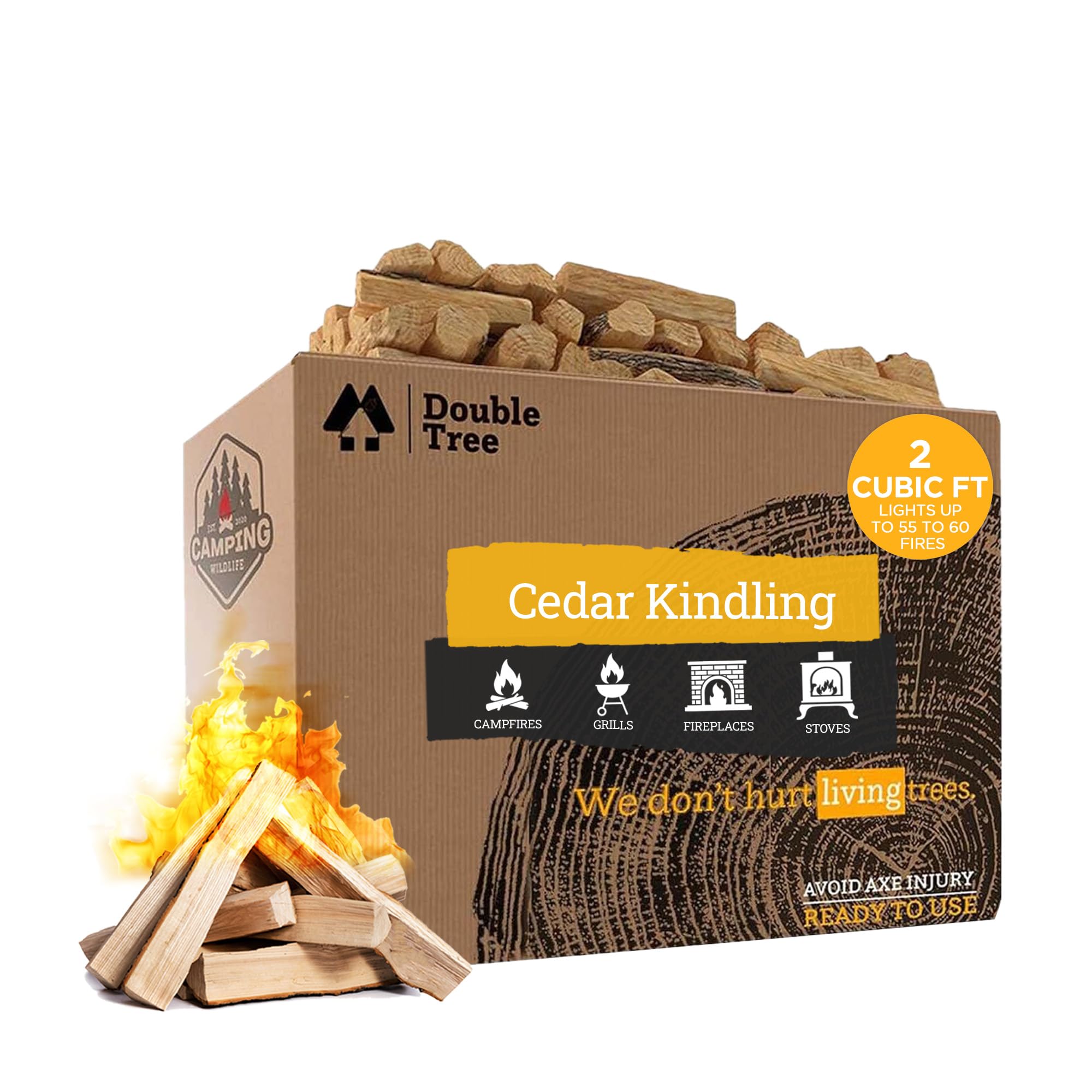 Amazon.com : Double Tree Fire Starter Sticks - 100% Natural Cedar Wood ...