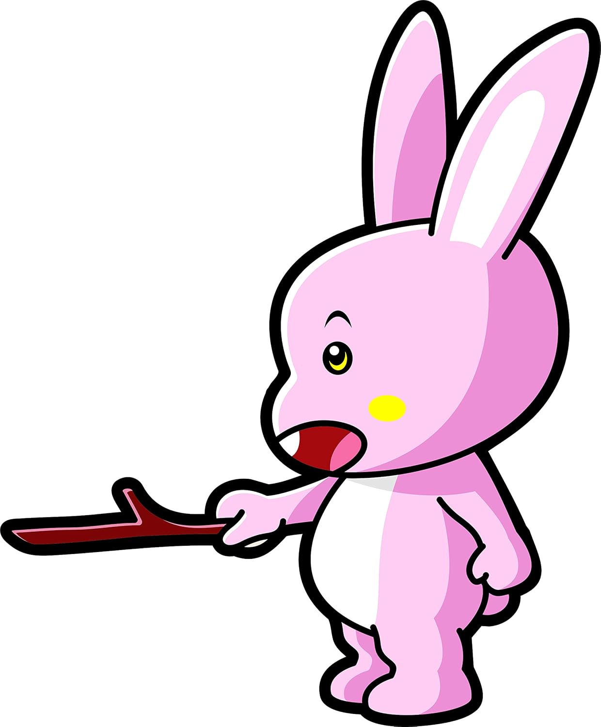 Cute Bunny Rabbit with Stick Poking Funny Cartoon Vinyl Sticker (8 ...