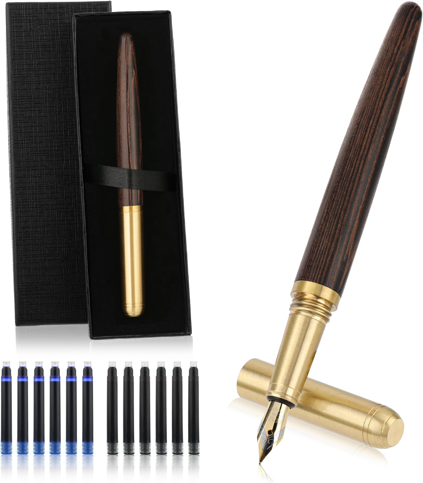 Amazon.com : Amaxiu Wood Fountain Pen, Handcrafted 0.5mm Fine Nib ...